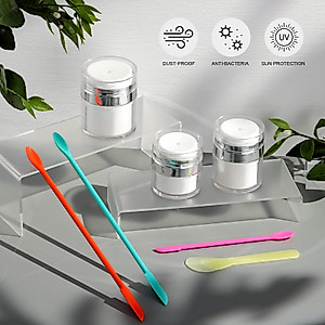 JPNK Airless Pump Bottles Empty Cosmetic Container with Silicone Spatula Set for Creams Gels Lotion Toiletry (Silver)