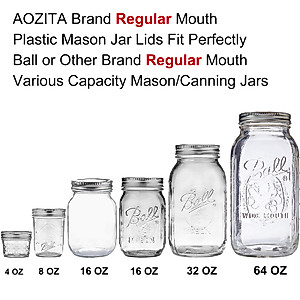 AOZITA 12 Pack REGULAR MOUTH Mason Jar Lids for Ball, Kerr and More - Plastic Storage Caps for Mason Jars, Canning Jars - Leakproof, Dishwasher Safe & Food Grade - White