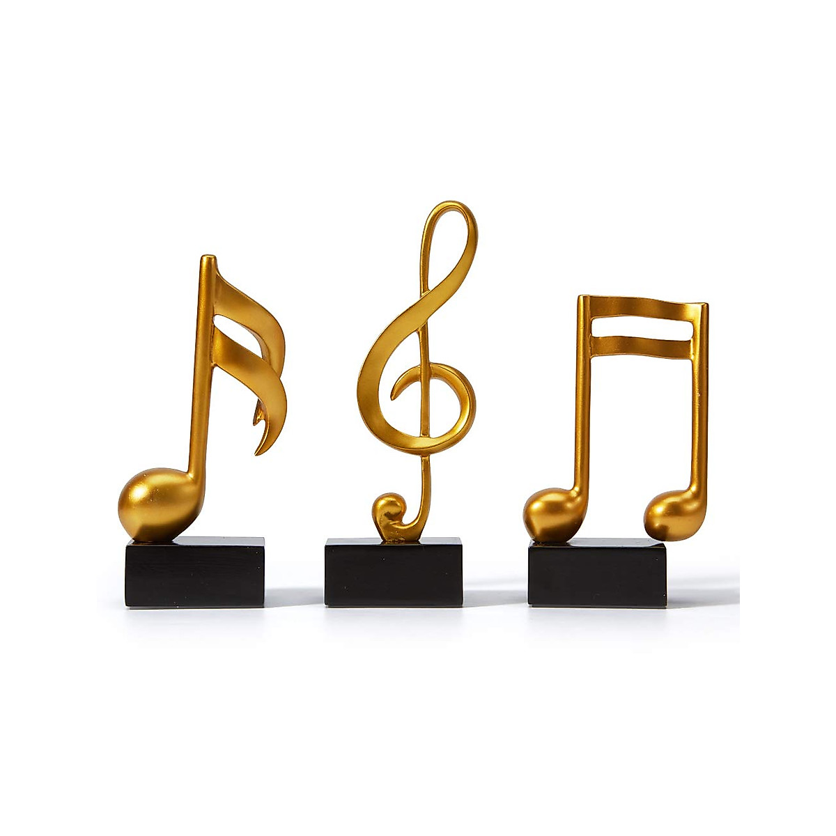 HAUCOZE 3pcs Music Note Decor Gifts Musical Figurine Modern Statue Sculpture Table Centerpiece Crafts Gold Home Arts 7.5inch