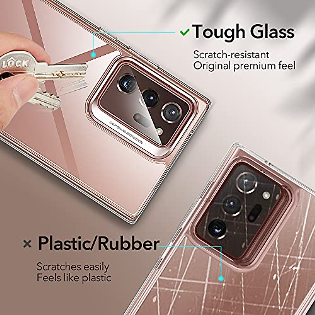 ESR Glass Case Compatible with Samsung Galaxy Note 20 Ultra 6.9”, Scratch-Resistant Tempered-Glass Back, Flexible Frame, Echo Series, Clear
