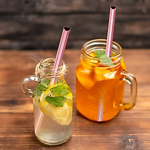 NiHome Reusable Straws 16 Pack, Stainless Steel Drinking Straws, Heart Shaped Metal Straw Bulks with 2 Cleaning Brushes for Smoothies Tumblers Cocktail MilkShake, Pearl Pink