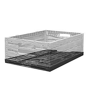 Alco Designs Collapsible Storage Bin/Container: Grated Wall Utility Basket/Tote, Durable, Long-Lasting, Wooden Designed Plastic (Small 24x16x4.1", Black)