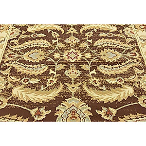 Unique Loom Voyage Collection Traditional Oriental Classic Intricate Floral Design Area Rug, 5 ft x 8 ft, Brown/Gold