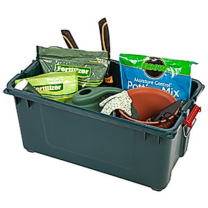 IRIS USA 82 Quart Weathertight Plastic Storage Boxes, Heavy-Duty Utility Totes with Durable Lid and Secure Latching Buckles, Garage and Outdoor, Green/Gray, 4 Pack