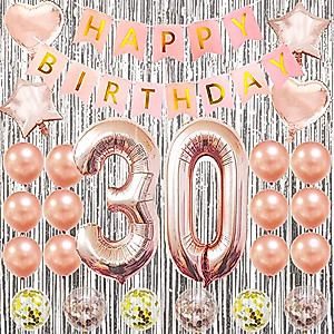 30th birthday decorations for her - Rose Gold 30th Birthday Party Supplies 30th Number Balloons happy 30th birthday decorations