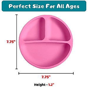 Silikong Divided Silicone Plates for Toddlers | BPA Free | Dishwasher, Microwave and Oven Safe | Kids Plates with Dividers (Girls)