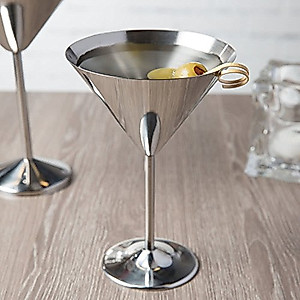 G.E.T. SW-1612-SS-EC Stainless Steel Metal Martini Glasses, 12 Ounce (Set of 4)