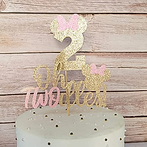 Oh Twodles Balloons Pink Mouse Second Birthday Mouse Banner Cake Topper 2nd Banner Party Supplies Decorations Photo Prop for Girl Baby Bday Pink