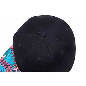 Quanhaigou Fashion Wavy Grain Print Cotton Adjustable Snapback Hats Unisex Hip-Hop Flat Bill Baseball Cap