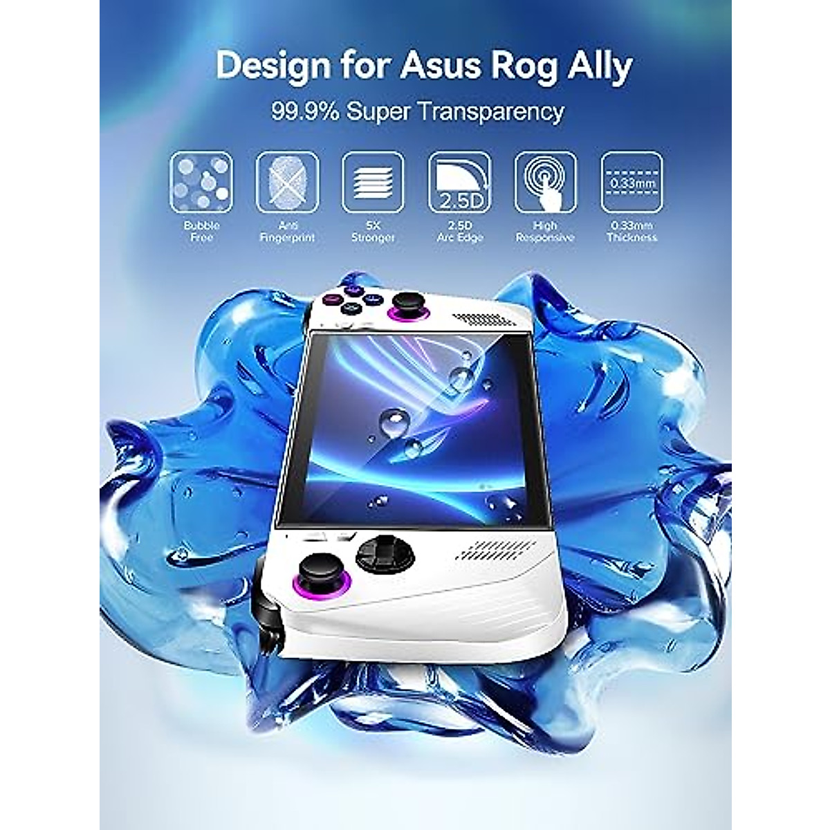 ivoler [2 Pack Screen Protector Matte Tempered Glass for ASUS ROG Ally Gaming Handheld 7 inch 2023 with [Alignment Frame], Matte Anti Glare Screen Protector for ASUS ROG Ally Gaming Handheld-7 inch