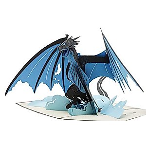 Ice Dragon - 3D Pop Up Greeting Card For All Occasions - Birthday, Love, Christmas, Goodluck, Congrats, Get Well - Blank Inside for Personalized - Amazing, Fun, Happy Gift - Thick Envelope, Fold Flat