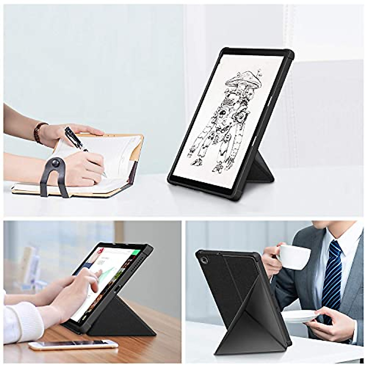 Case for Lenovo Tab M10 HD (2nd Gen)& Nook 10" HD Tablet,Standing Origami Protective Folio Cover for Lenovo Tab M10 HD Gen 2 [TB-X306F/TB-X306X],(Not for M10 HD) Black