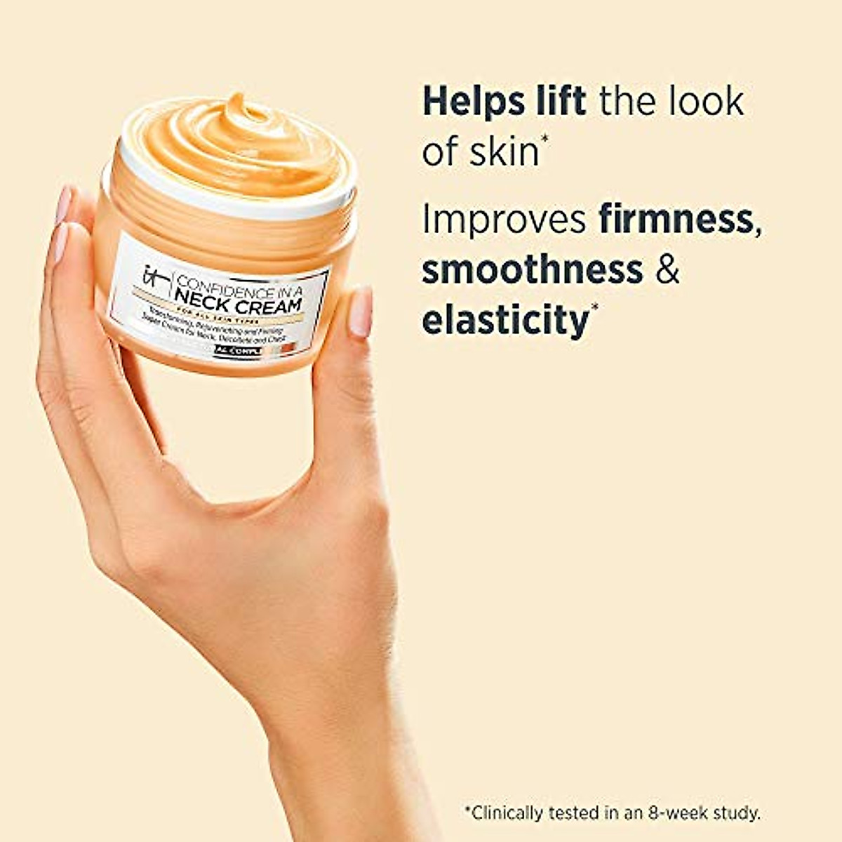 IT Cosmetics Confidence in a Neck Cream - Anti-Aging & Firming Moisturizer - Reduces the Look of Neck Lines, Tightens & Smooths - With Collagen & Hyaluronic Acid - 2.6 fl oz