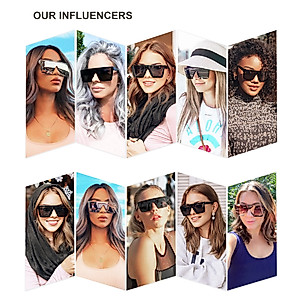 SOJOS Square Big Sunglasses Women Thick Frame Flat Top Mirrored Sunnies Shades Goggle Siamese Lens SJ2117 with Black Frame/Grey Lens