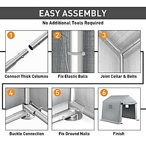 MESTYL 10x10 FT Heavy Duty Carport Outdoor Storage Shed with Roll-up Zipper Door and Ventilated Windows,Waterproof and UV Resistant Portable Garage,Motorcycle ATV Bike Tent Shelter Garden Tools,Gray