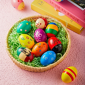 JOYIN 12 Packs 1.9''*2.7" Wooden Egg Shakers Maracas Percussion Musical for Party Favors, Classroom Prize Supplies, Musical Instrument, Basket Stuffers Fillers, Easter Hunt