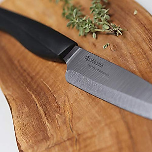 Kyocera Innovation Series Ceramic 5" Slicing Knife, with Soft Touch Ergonomic Handle-Black Blade, Black Handle