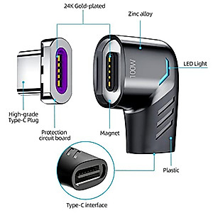 BoxWave Adapter Compatible with Acer ConceptD 7 Ezel CC715-71-7163 (15.6 in) - MagnetoSnap PD Angle Adapter, Magnetic PD Angle Charging Adapter Device Saver - Metallic Silver