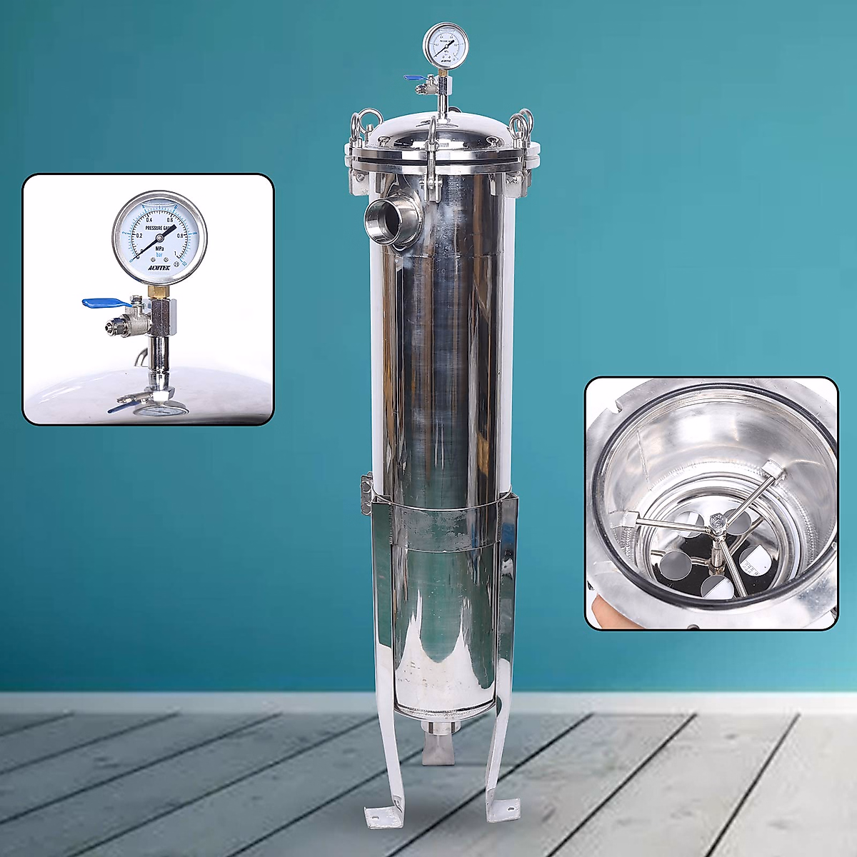 304 Stainless Steel Bag Filter with Pressure Gauge Good Sealing Quick Opening Bag Filter for Industrial (#2)