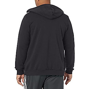 adidas Men's Essentials Fleece 3-Stripes Full-Zip Hoodie, Black, Large