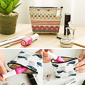 Bonwete 5 PCS Pencil Bag Pen Case Flower Floral Canvas Pencil Pen Case Multi-functional Cosmetic Makeup Bag Set Coin Purse