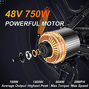 VITILAN U7 Electric Bike Adults Folding Fat Tire Ebike 750W Motor 28MPH Step-Thru 16AH Removable LG Battery Electric Bicycle 20 inch Foldable E-Bike Shimano 7-Speed