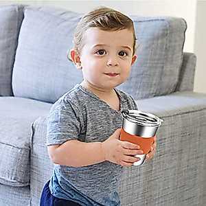 ShineMe Kids Stainless Steel Cups,12oz Kids Metal Drinking Glasses with Lids and Sleeves, 5pack Reusable Water Tumbler for Children and Adults, Apply to Indoor and Outdoor