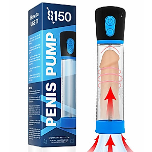 Electric Penis Vacuum Pump - Automatic Penis Enlargement Extend Pump with 3 Suction - Men Sex Toys - Pumps & Enlargers for Male Masturbation - Sex Toy Blue