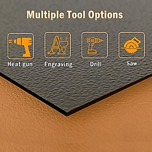 ABS Plastic Sheet 1/8 Inch Thick 24" x 36" (2-Pack)，Black Rigid Moldable Panel with Different Surfaces (Textured Front & Smooth Back) 0.125" Thick for Structural Parts and DIY Home Decor, etc.