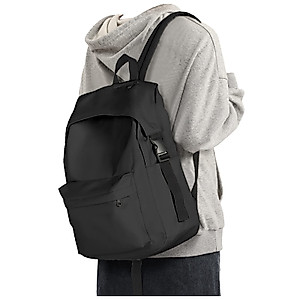 UPPACK Black Bookbag Lightweight Backpack for School Girls Middle School Bag for Boys teen Cute Aesthetic Bookbag High School for Students bag for Women Waterproof Casual Daypack for Men