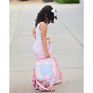 mibasies Girls Lunch Bag for Kids Rainbow Insulated Box with External Bottle Holder