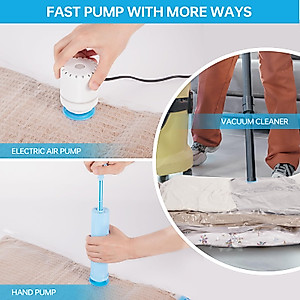 AKLL7S Vacuum Storage Bags with Electric Air Pump, 12 Pack Space Saver Bags(3 Jumbo, 3 Large, 3 Medium, 3 Small) Vacuum Seal Bags for Clothing, Comforters, Blankets, Travel(Hand Pump Included)