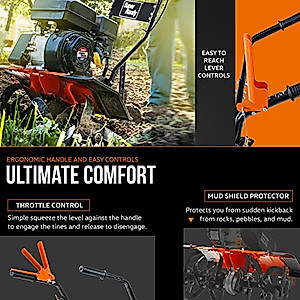 SuperHandy RotoTiller Cultivator 27” Inch Tilling Width 7HP 209cc 4 Stroke Gas Motor 6 Premium Steel Adjustable Forward Rotating Tines for Garden & Lawn, Digging, Weed Removal & Soil Cultivation