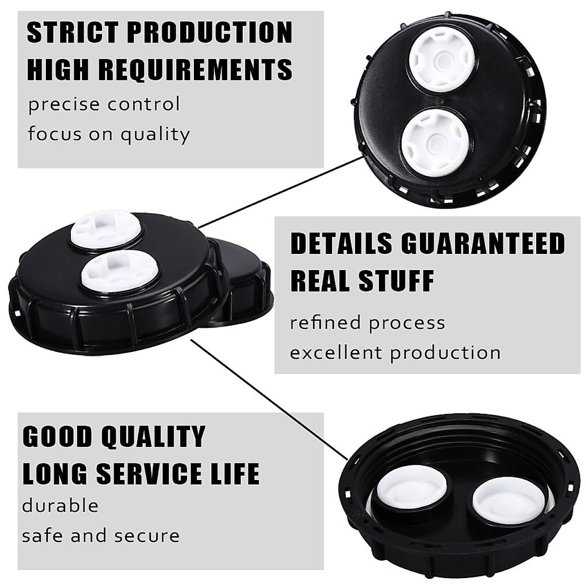 IBC Tank Lids Cover IBC Tote Lid Cap 163mm for Chemical and Other Industries,275-330 Gallon (Black Double Blind Cover)