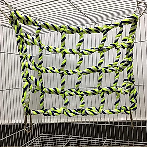 VILLCASE Small Animal Hammock Rat Toy Ferret Climbing Net Chew Rope Hammock Animal Toys Cockatiel Toys Cotton Rope Net Animal Activity Toy Parrot Bird Nest to Climb Crawl The Web Guinea Pig