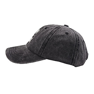 KKMKSHHG Women's Baseball Cap, Embroidered Adjustable Vintage Distressed Cotton Dad Hat Black