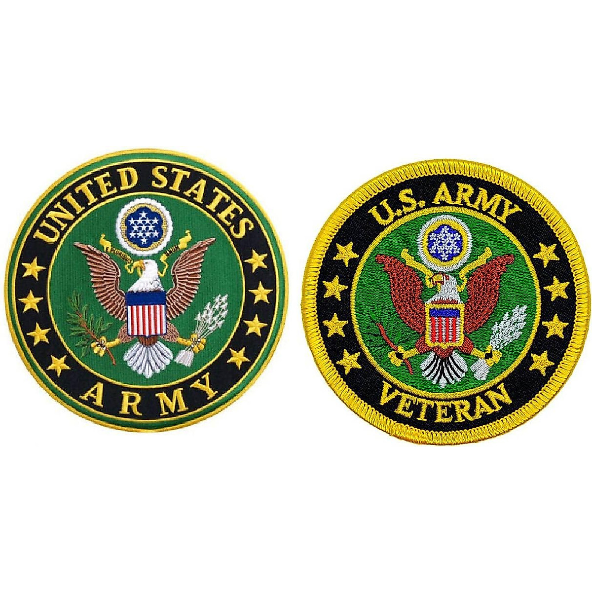 Patch Force US Army Logo US Army Veteran Embroidered Patch - 2pc Bundle Iron on Sew on B131