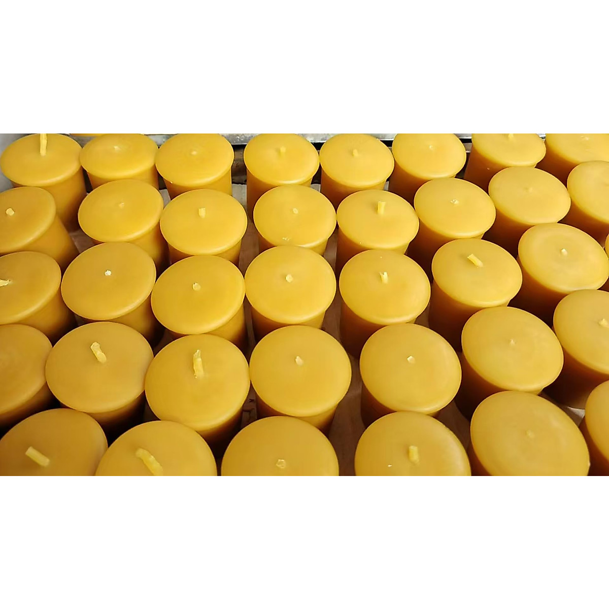TELOSMA Organic Beeswax Votive Candles - Natural Scent Smokeless for Weddings, Restaurants, Parties, Spa and Decorations -Pack of 12, Yellow