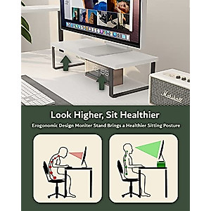 Innerjoin 47 inch Computer Desk with Shelves, Home Office Desk with Monitor Stand, 4 Tier Shelves, Storage Bag, Metal Frames, White