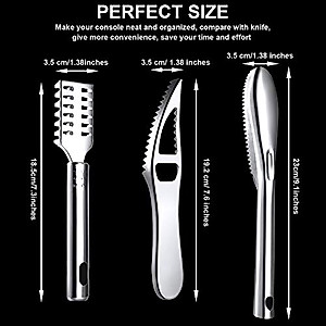 6 Pieces Fish Scaler Remover Fish Scaler Brush Stainless Steel Sawtooth Scarper Remover with Handle Multi-functional Bottle Opener for Kitchen Tool Faster and Easier Fish Scales Skin Removing Peeling