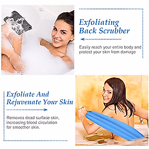 4 Pieces Exfoliating Back Scrubber for Shower Nylon Back Exfoliator Extended Length Back Washers Scrubbers Stretchable Pull Strap Exfoliating Washcloth with Handles