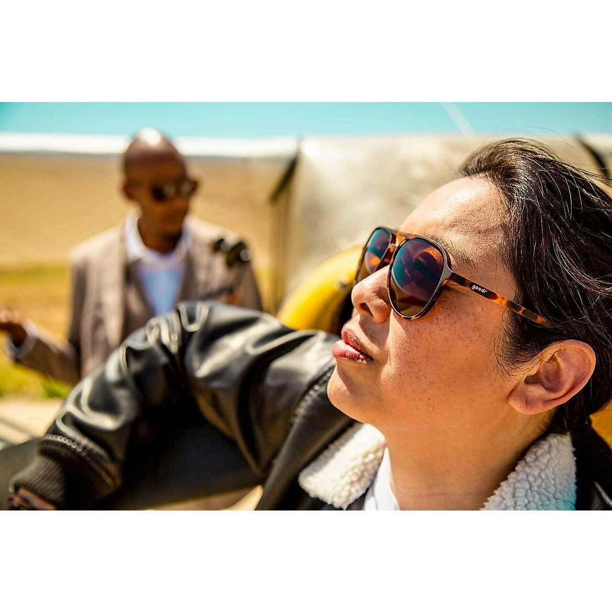 Goodr Mach GS Polarized Sunglasses Amelia Earhart Ghosted Me, One Size - Men's