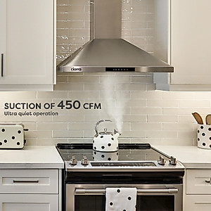 CIARRA Range Hood 30 inch 760m3/h Ductless Stove Hood Vent for Kitchen in Stainless Steel, Ducted and Ductless Convertible