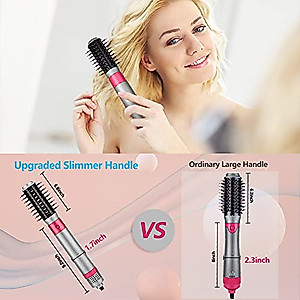 Hair Dryer Brush, Upgraded Detachable Hot Air Brush Set, with 4 Brush Heads Hair Dryer and Volumizer, Negative Ion Hair Dryer Brush for Reducing Frizz and Static