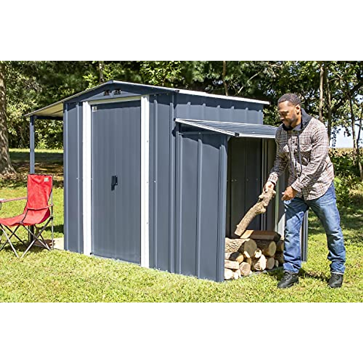 Arrow Sheds 10' x 5' Galvanized Steel 3-in-1 Pad-Lockable Outdoor Utility Storage Shed, Anthracite
