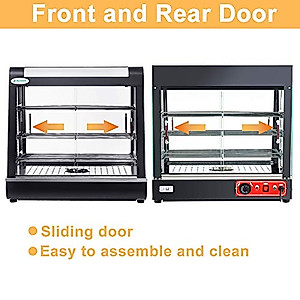 Nurxiovo 27inch Countertop Food Warmer Display Cases Pizza Commercial Heated Bakery Stainless Steel Hot Pastry Restaurant self Service Empanda Patty w/ 3 Shelves 25-1/2 X 27 X 19in