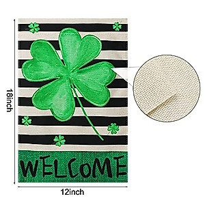 St Patricks Day Garden Flag, St Patricks Day Flag Double Sided Lucky Clover Garden Flag Shamrock St Patricks Day Yard Flag, Holiday Yard Outdoor Flag 12×18 Inch