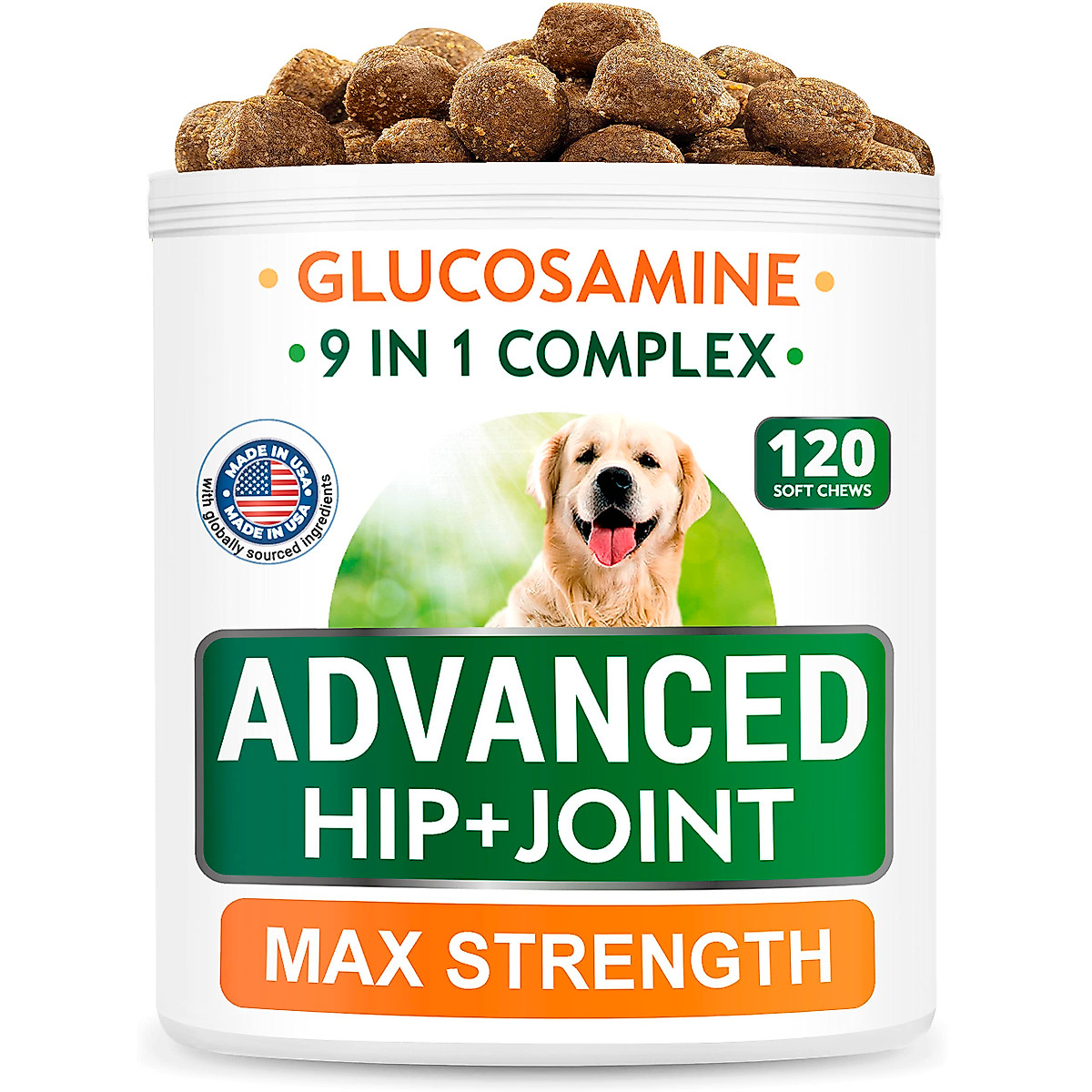 Glucosamine Treats + Probiotics Chews Bundle - Senior Advanced Joint Health + Upset Stomach Relief - Chondroitin, Omega-3 + Digestive Enzymes, Prebiotics - Hip & Joint Care + Improve Immunity - 240Ct
