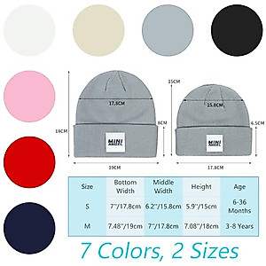 Mini angel Baby Beanie Knit Warm Winter Hat 6-36 Months Cute Beanies Soft Cuffed Hat for Infant Toddler Boys Girls 3 Pack (White+Pink+Grey,S)