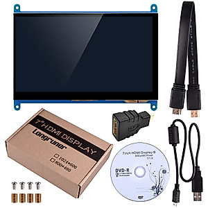 Longruner 7 Inch Capacitive Touch Screen TFT LCD Display HDMI Module 1024 x 600 for Raspberry Pi 3 2 Model B and RPI 1 B+ A BB Black PC Various Systems